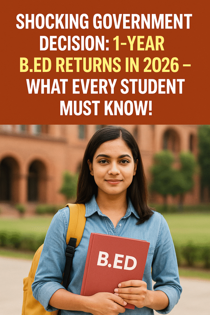 1-Year B.Ed Program Returns in 2026: Govt’s Bring Back