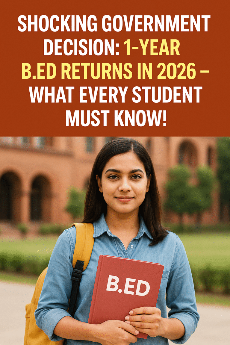 1-Year B.Ed Program Returns in 2026: Govt’s Bring Back